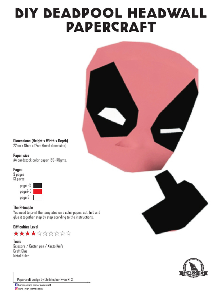 DIY Deadpool Headwall Papercraft | PDF
