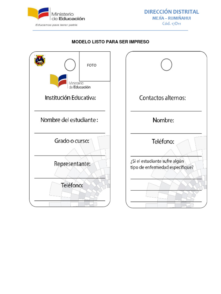 Modelo de Carnet Estudiantil | PDF