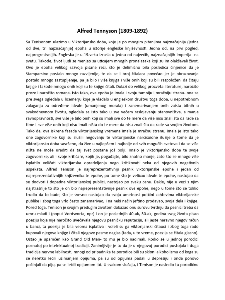 Alfred Tennyson (1809-1892) | PDF
