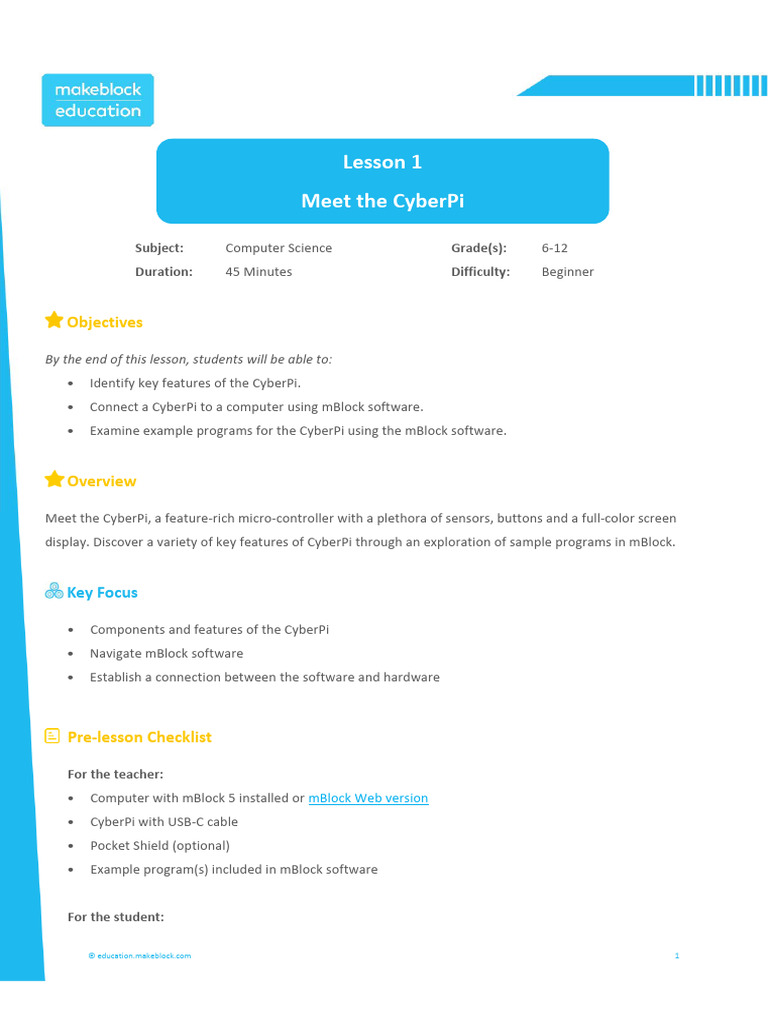 Cyberpi Block Based Coding Basic Course Material Pdf Usability Computer Program 