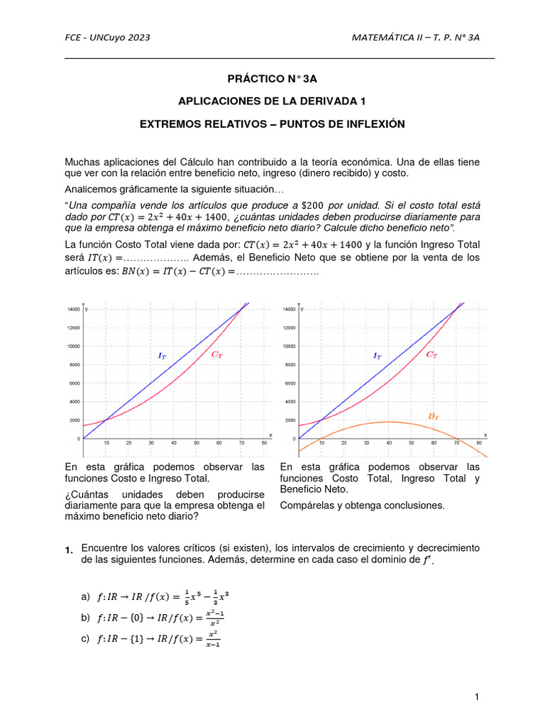 TP3A-2023 (Enunciados) Extremos Relativos | PDF | Matemáticas | Economias