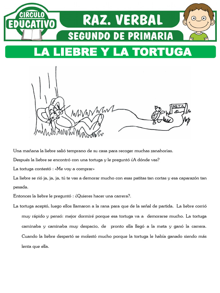 Lectura Sobre La Liebre y La Tortuga para Segundo de Primaria | PDF