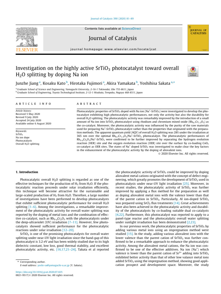 Investigation On The Highly Active SrTiO3 Photocatalyst Toward Overall ...