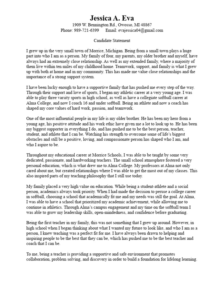 teaching candidate statement | PDF