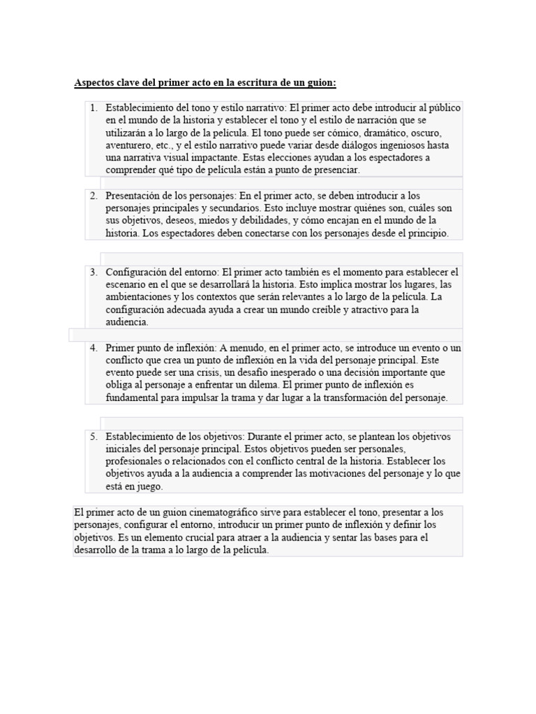 Claves del Primer Acto en Guiones | PDF