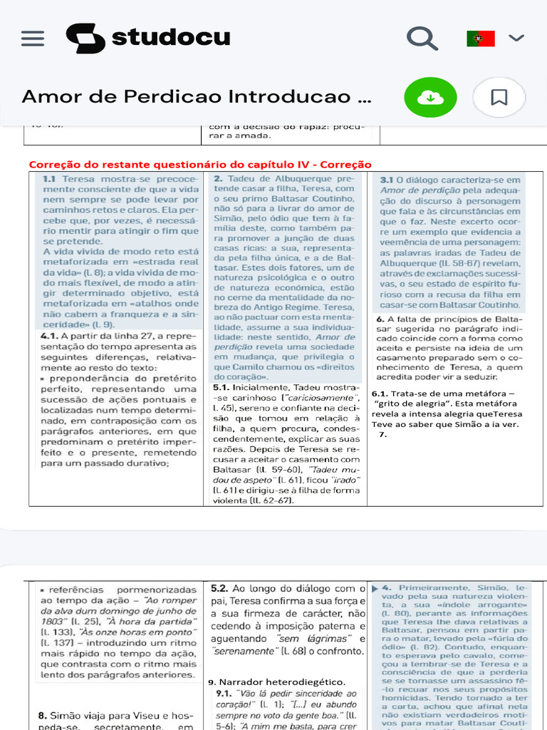 Amor de Perdicao Introducao e Capitulo IV - Quest | PDF Amor de Perdicao Introducao e Capitulo IV - Quest | PDF