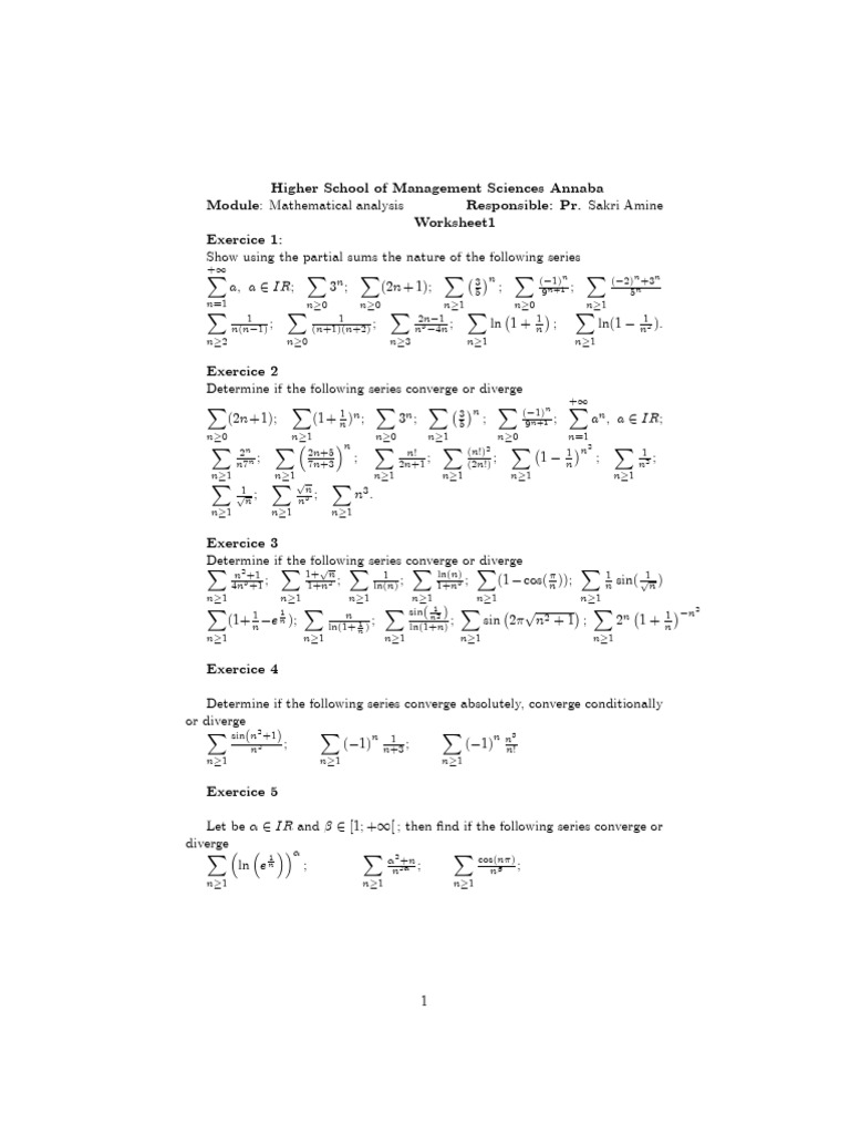 analyse 3 (série 01 ESSG) | PDF | Mathematical Analysis | Mathematics