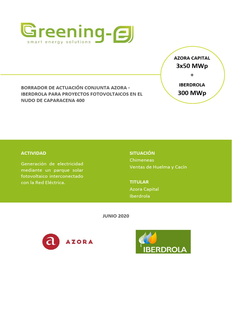 Proyectos Fotovoltaicos Azora-Iberdrola | PDF