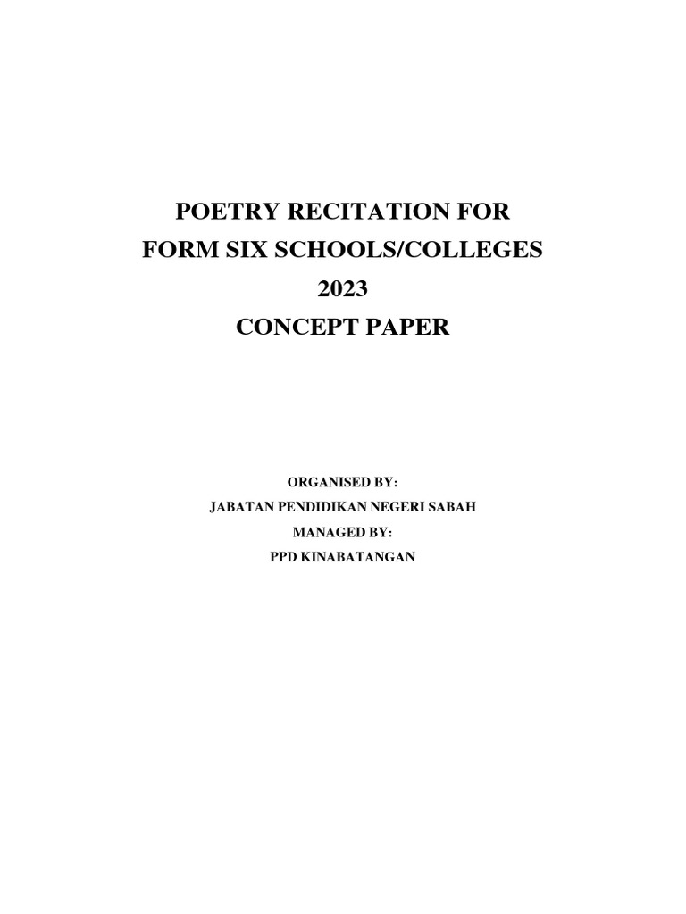 Poetry Recitation Concept Paper | PDF | Poetry