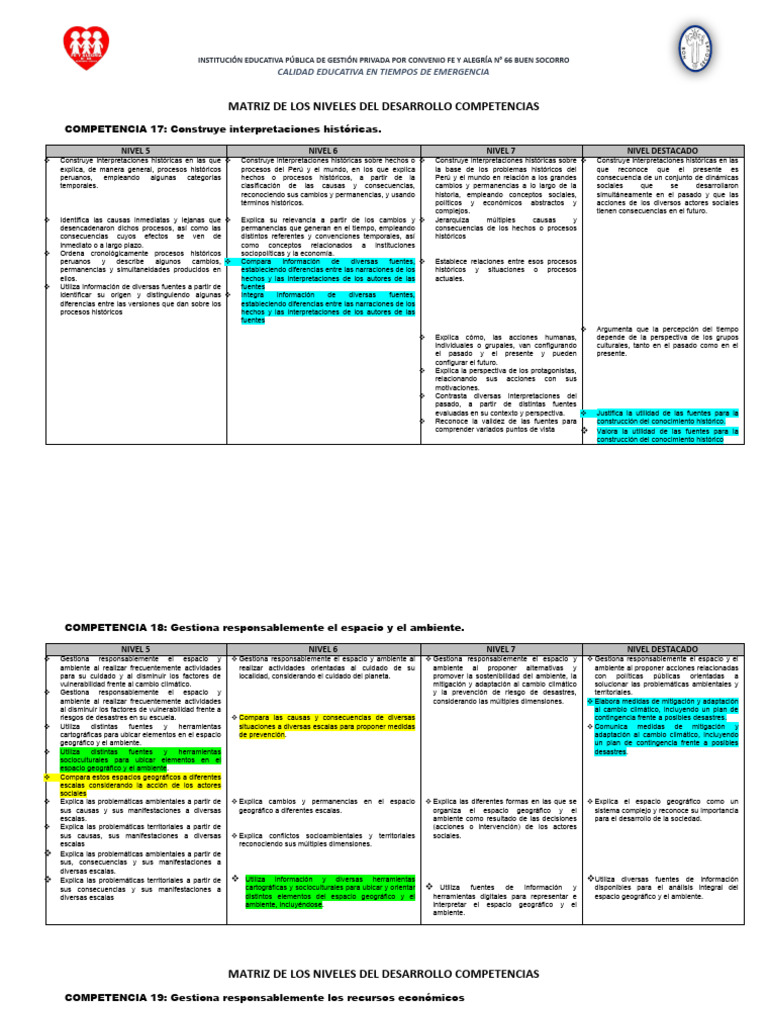 CCSS - DPCC - MATRIZ DE LOS NIVELES DEL DESARROLLO COMPETENCIAS DPCC-CCSS | PDF | Factores de ...