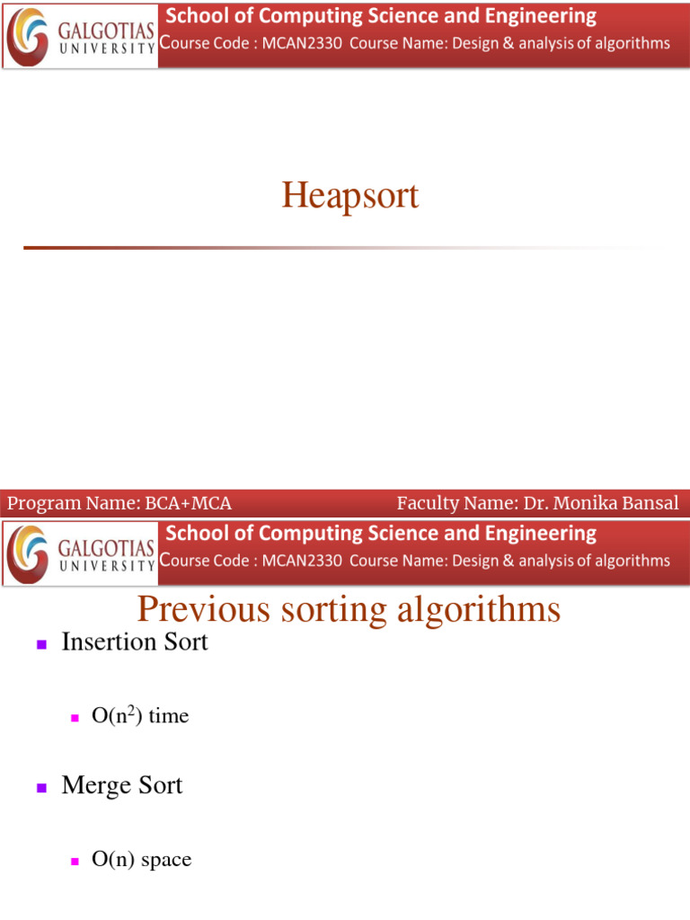 3-Heap Sort | PDF | Computer Programming | Algorithms And Data Structures 3-Heap Sort | PDF | Computer Programming | Algorithms And Data Structures