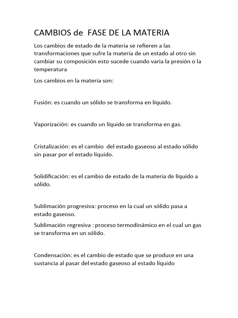 Cambios Fase de La Materia | PDF