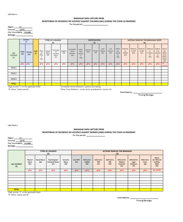 VAC VAW Form 1 | PDF