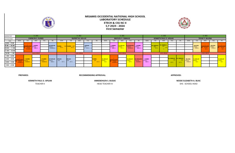F2F Lab Sched 2023-2024 Etech | PDF