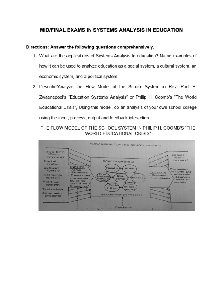 Systems Analysis in Education Exams | PDF
