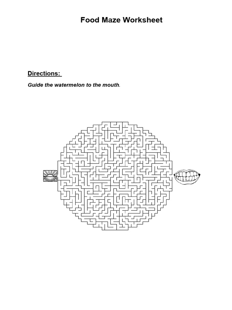 Watermelon Food Maze Worksheet | PDF