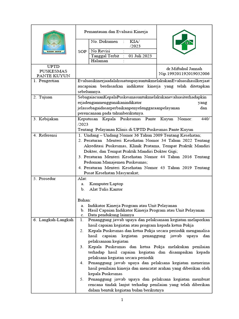 Template SOP (1) Contoh | PDF