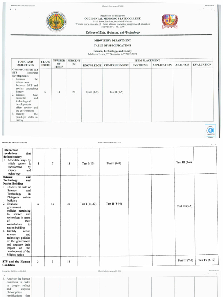TOS Science Technology and Society SS 22 23 | PDF