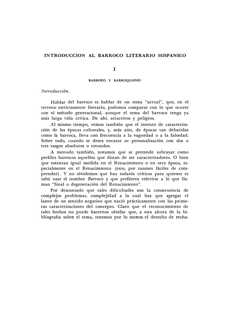 Introduccion Al Barroco Literario Hispanico | PDF | Barroco | Renacimiento