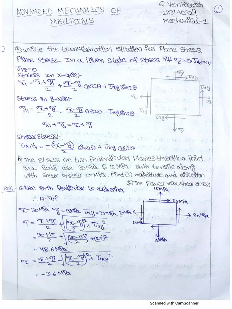 Advance Mechanics of Materials Assignment | PDF