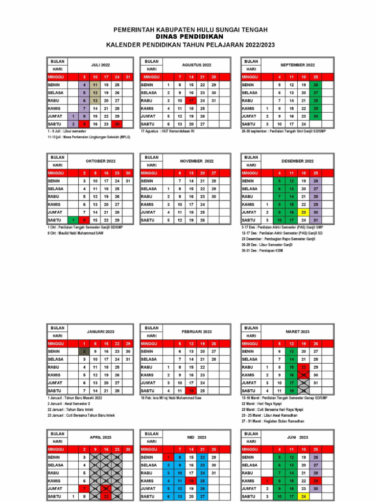 KALENDER PENDIDIKAN DISDIK HST TP. 2022-2023 | PDF KALENDER PENDIDIKAN DISDIK HST TP. 2022-2023 | PDF