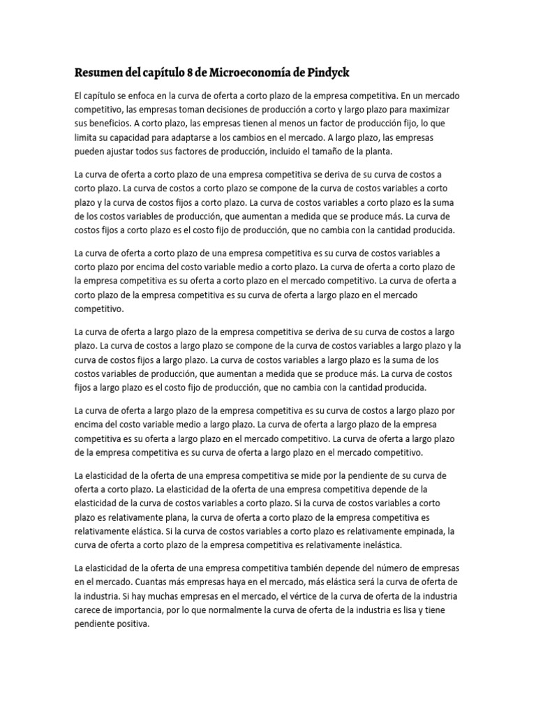Resumen Del Capítulo 8 de Microeconomía de Pindyck 1 | PDF