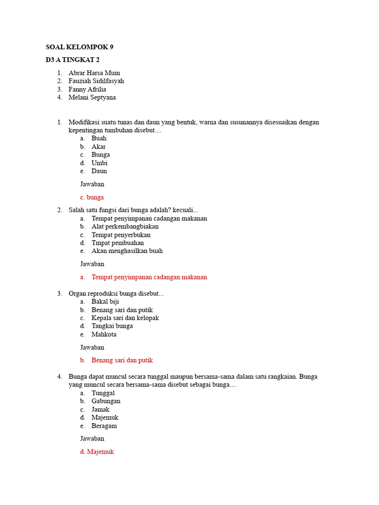 Soal Kelompok 9 (D3A TK 2) | PDF