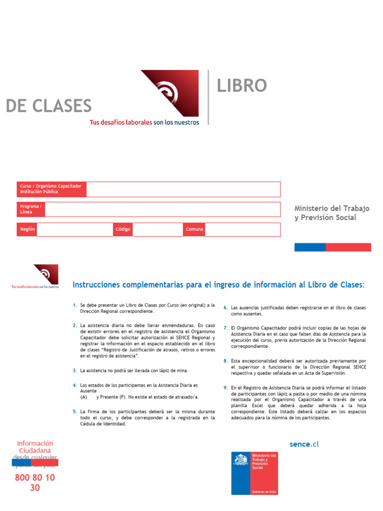 Libro de Clases SENCE 2021 | PDF