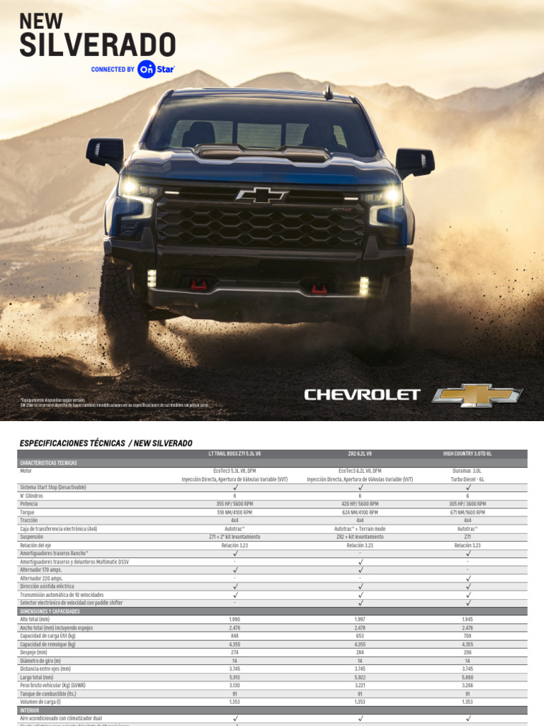 Ficha Tec Silverado Chile 2 | PDF | Tracción en las cuatro ruedas | Bienes manufacturados