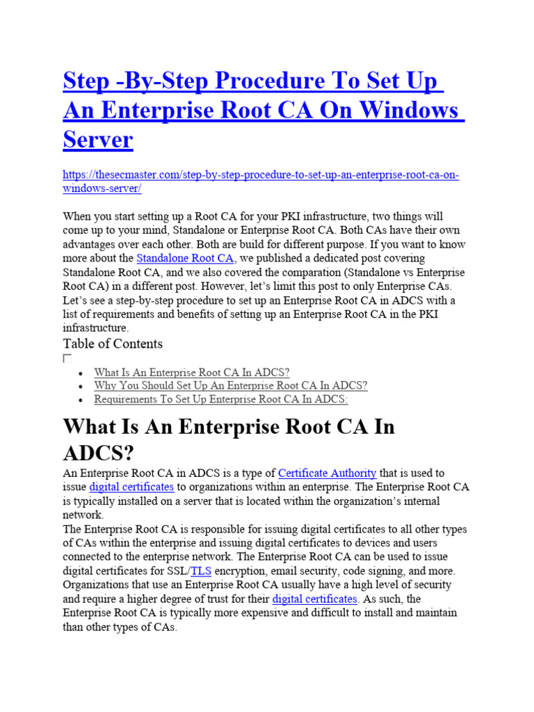 StepStep - By-Step Procedure To Set Up An Enterprise Root CA On Windows ...