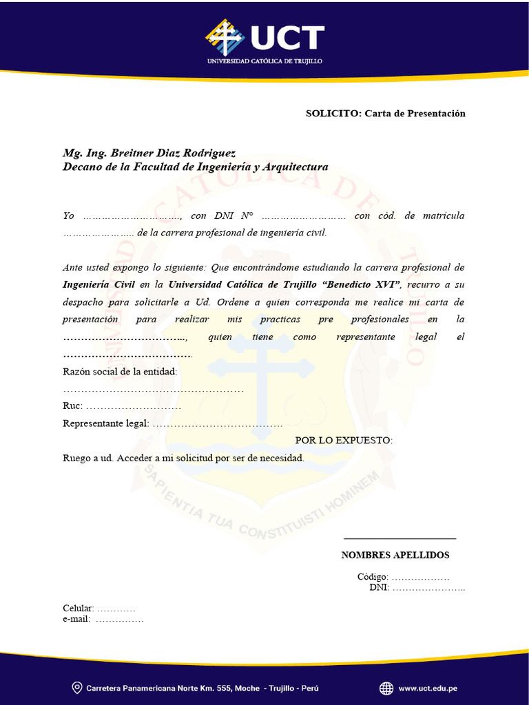 PPP Solicitud Carta de Presentacion Membrete | PDF