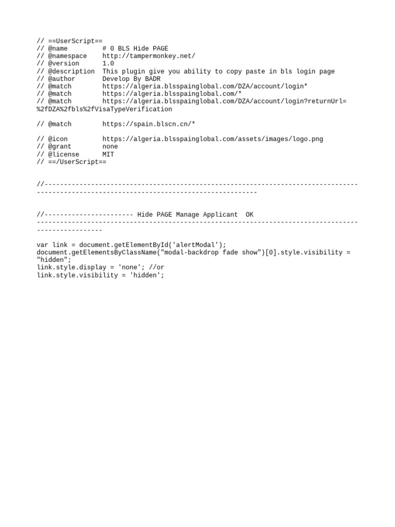BLS Login Page Copy-Paste Script | PDF