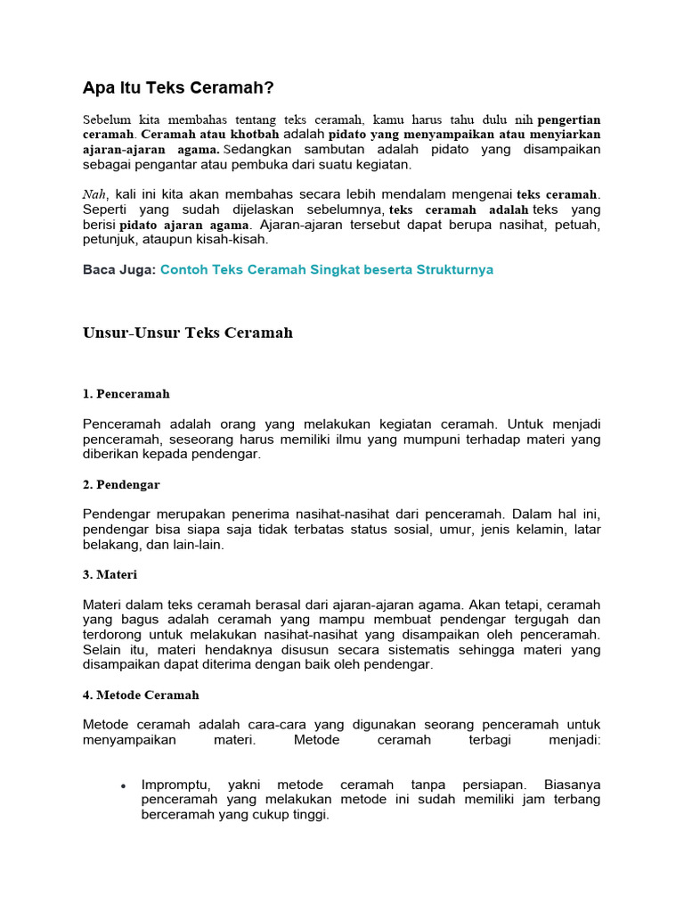 Apa Itu Teks Ceramah | PDF