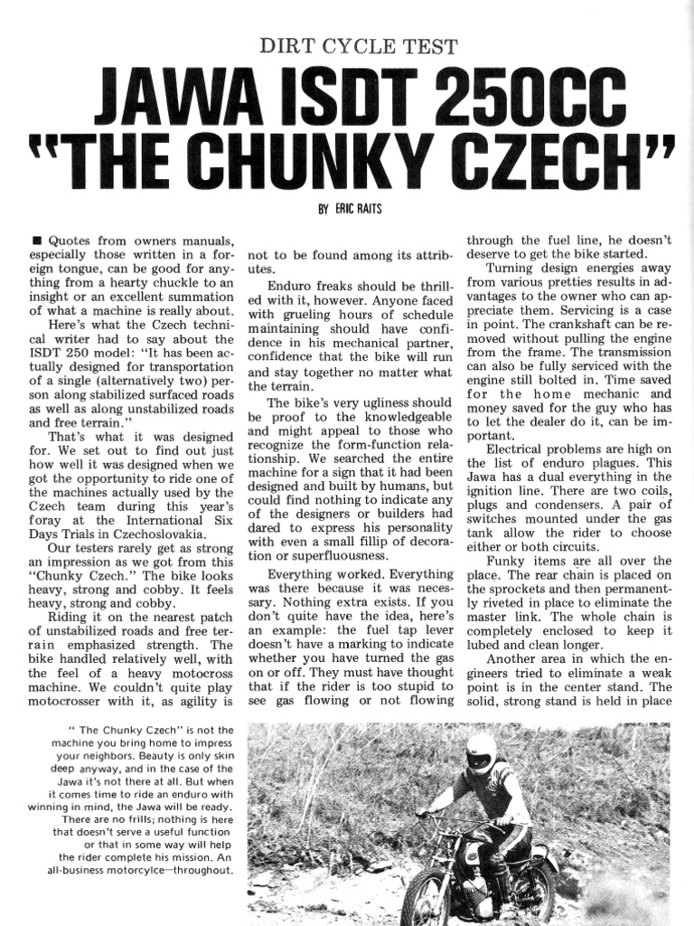 Article-Jawa 250 ISDT - Dirt Cycle March 1973 | PDF