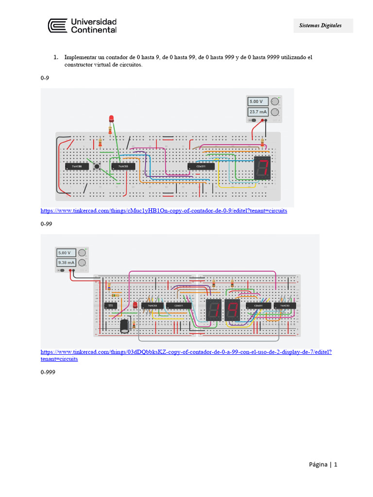 Implementar Un Contador de 0 Hasta 9, de 0 Hasta 99, de 0 Hasta 999 y de 0 Hasta 9999 Utilizando ...