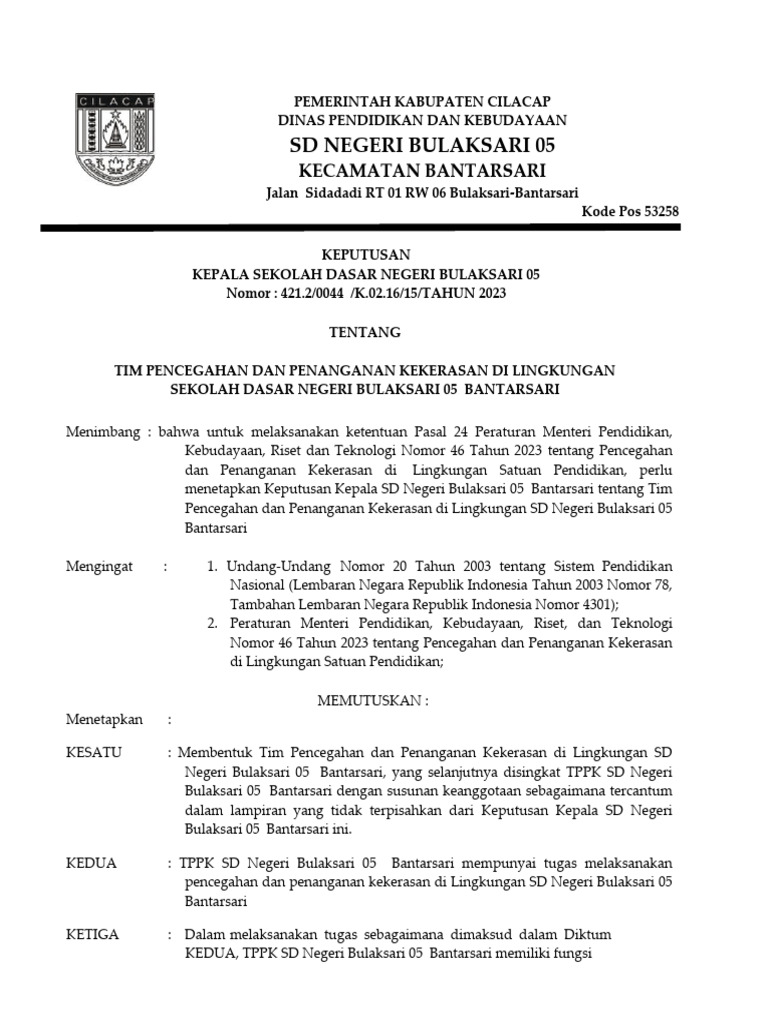 Contoh SK TPPK | PDF