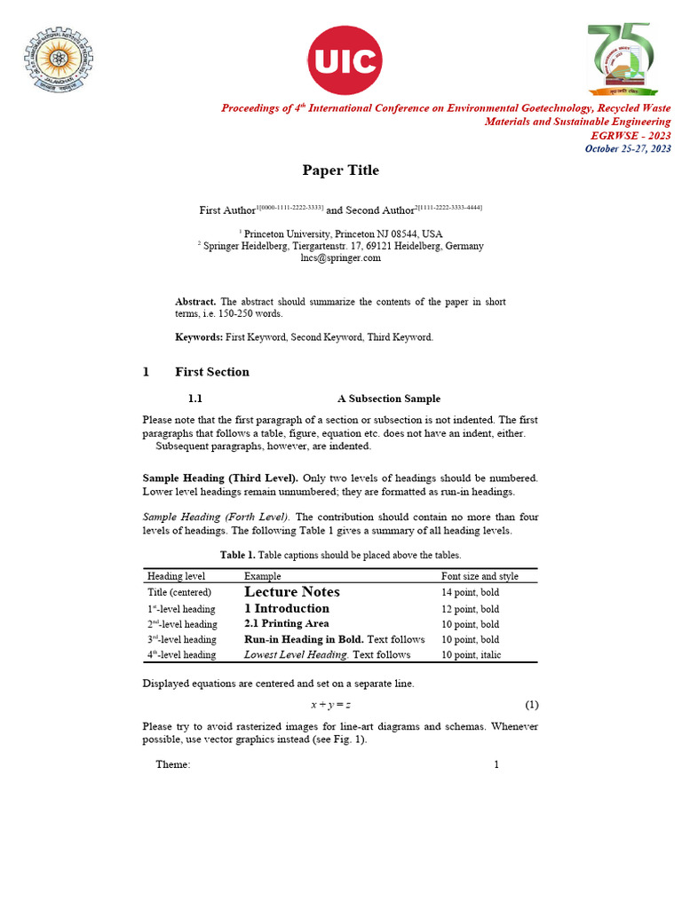 Template For Full Length Paper EGRWSE2023 | PDF | Citation | Paragraph