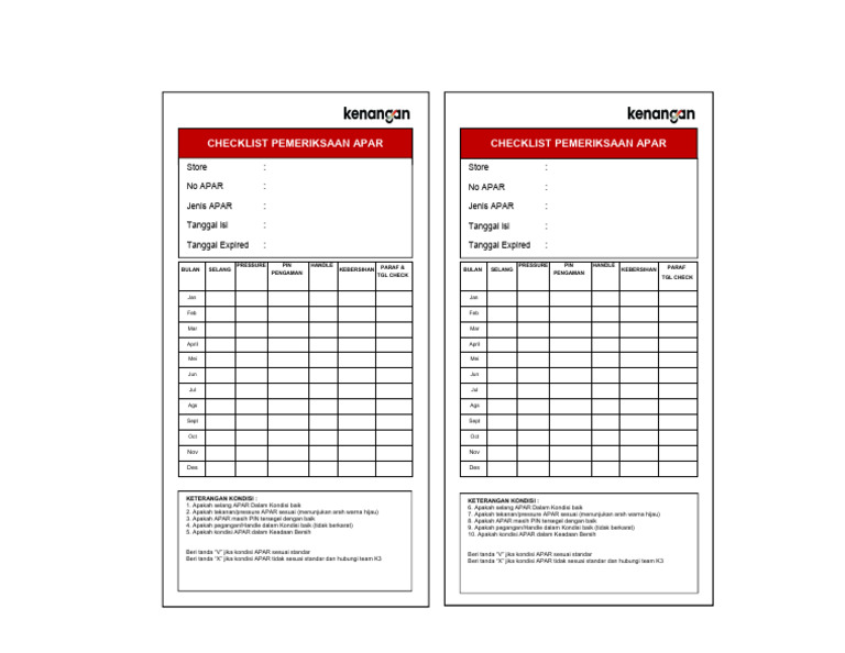 Checklist Apar 2022 | PDF