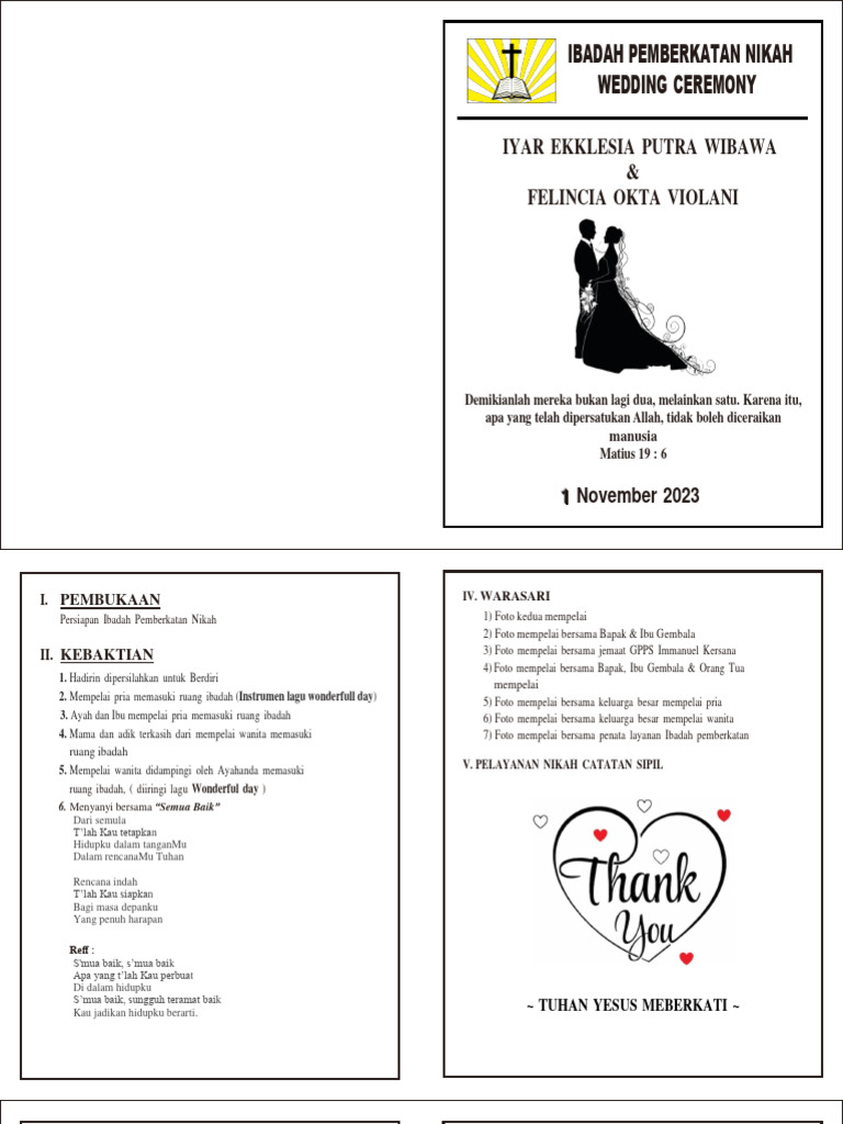Liturgi Pemberkatan Nikah Kristen | PDF