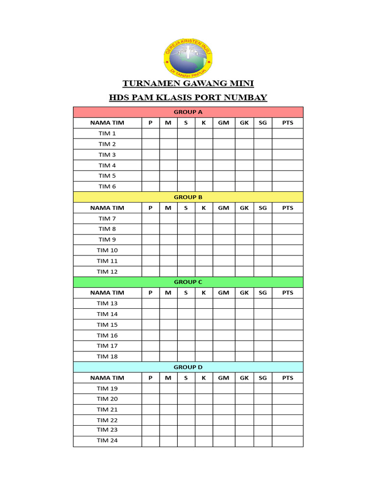 Bagan Turnamen Gawang Mini Hds Klasis Port Numbay | PDF