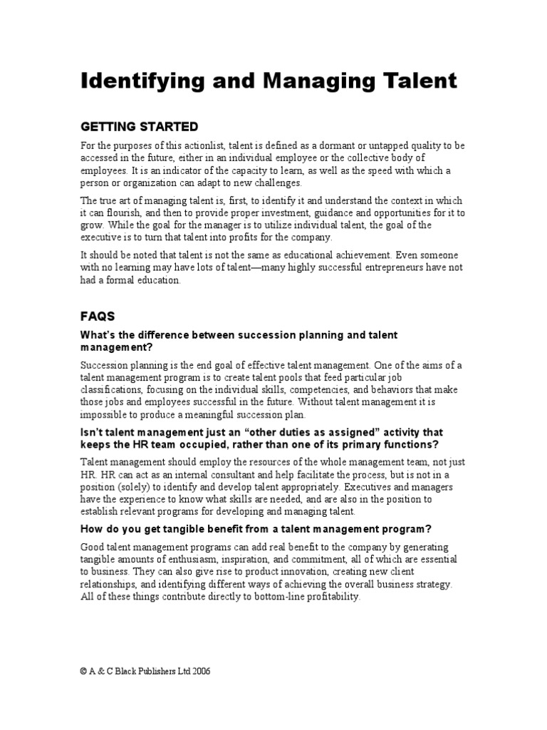 Identifying and Managing Talent | PDF | Talent Management | Competence ...
