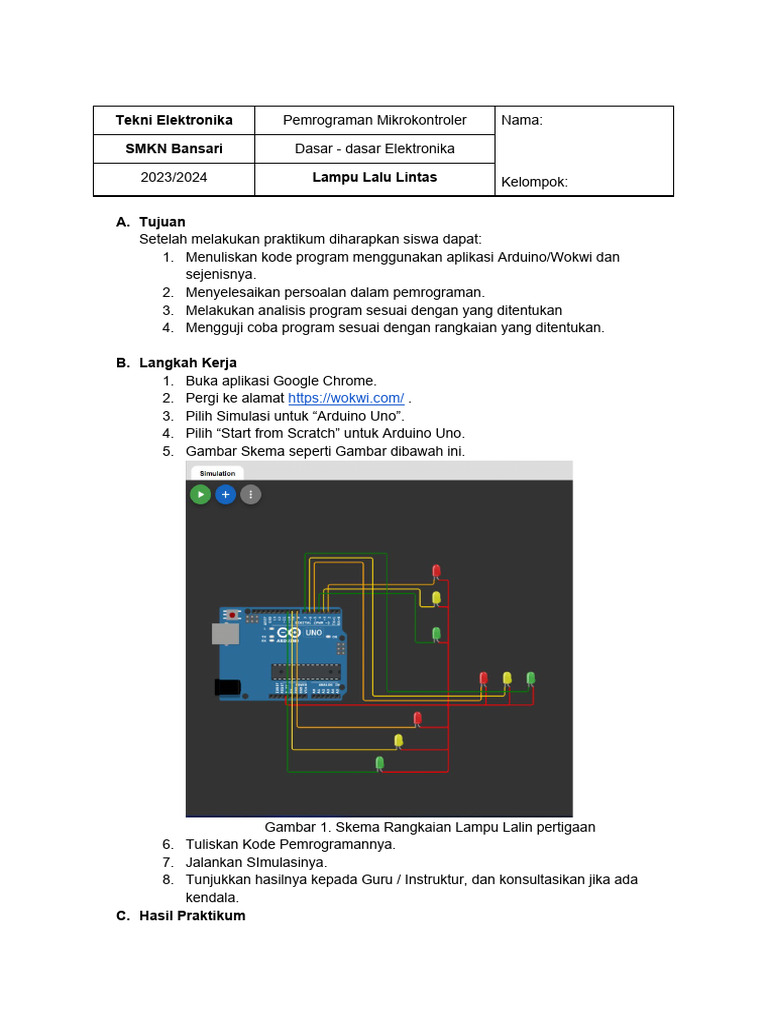Jobsheet 001 - Lampu Bangjo | PDF