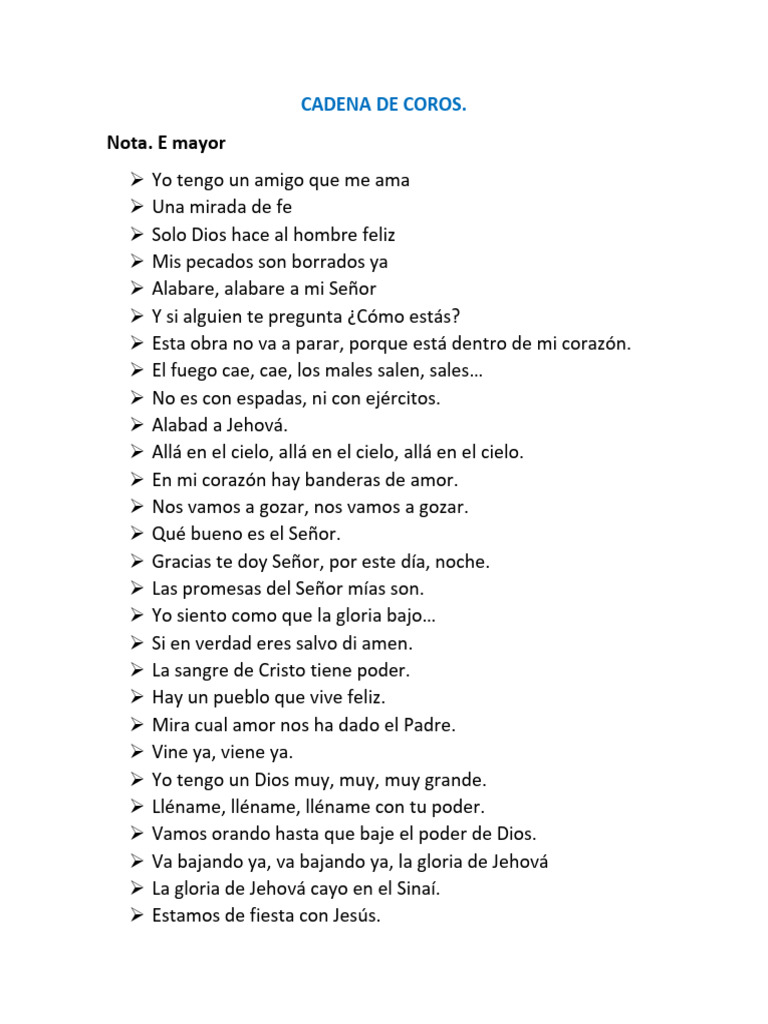 Cadena de Coros 1 | PDF