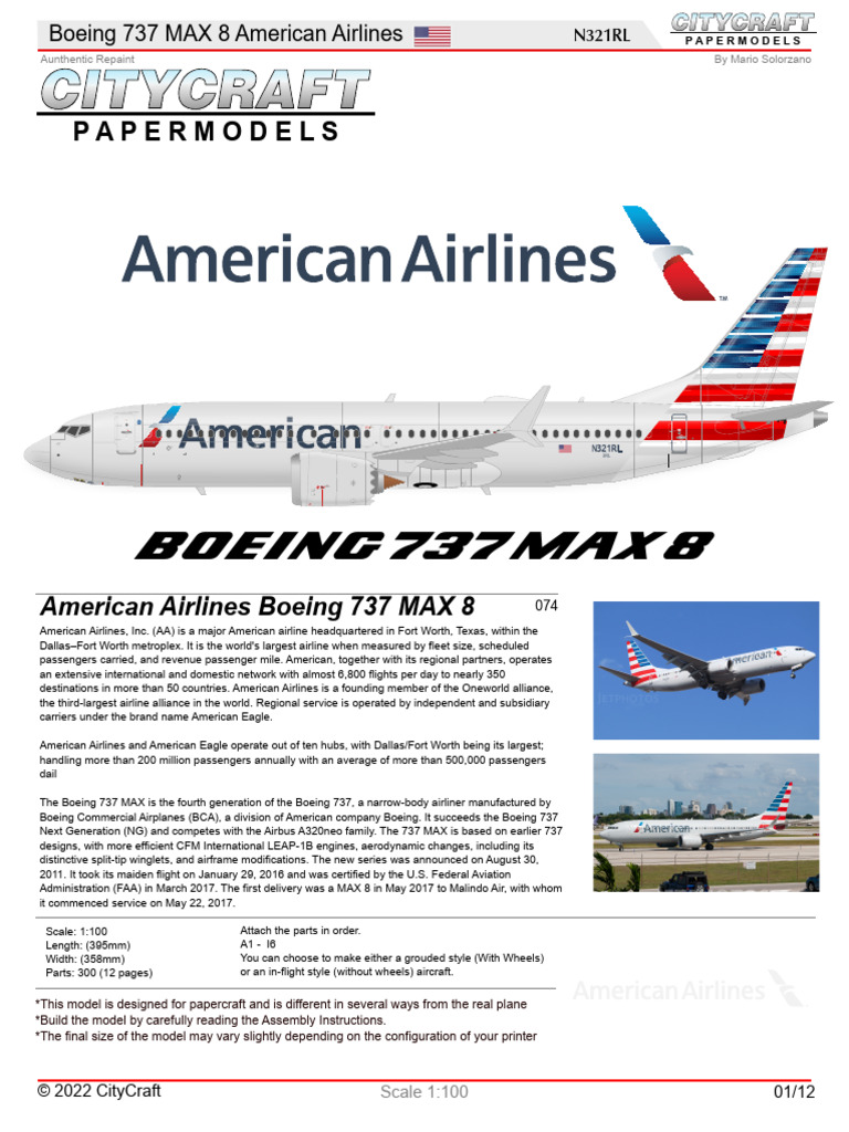 Paper Craft Max 8 Amarican | PDF | American Airlines | Vehicles