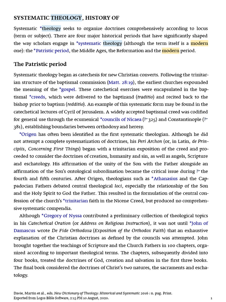 History of Systematic Theology (Yarnell III) | PDF | Catechism | Martin ...
