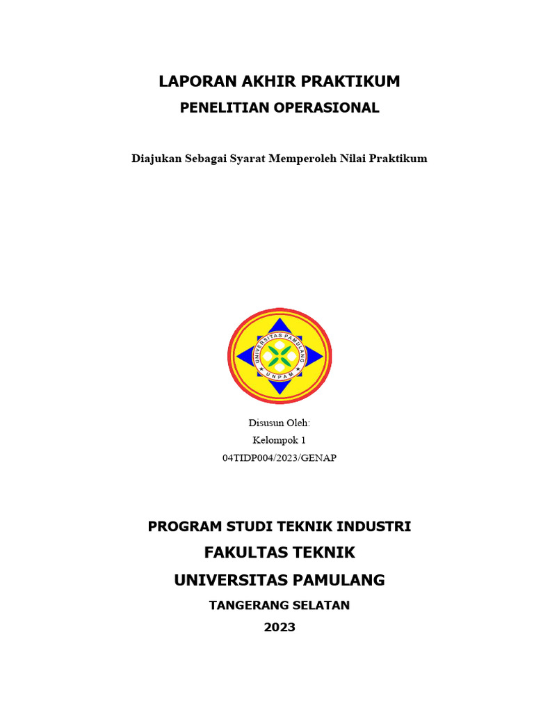 Laprak Penelitian Operasional | PDF