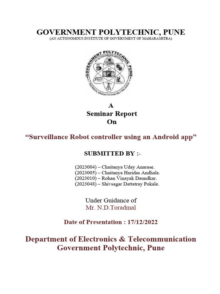 Android-Controlled Surveillance Robot | PDF | Deep Learning | Surveillance