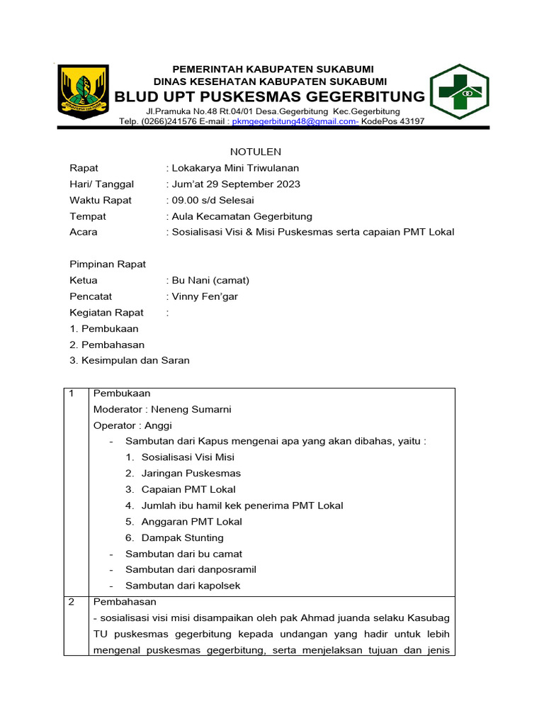 NOTULEN Loktri September | PDF