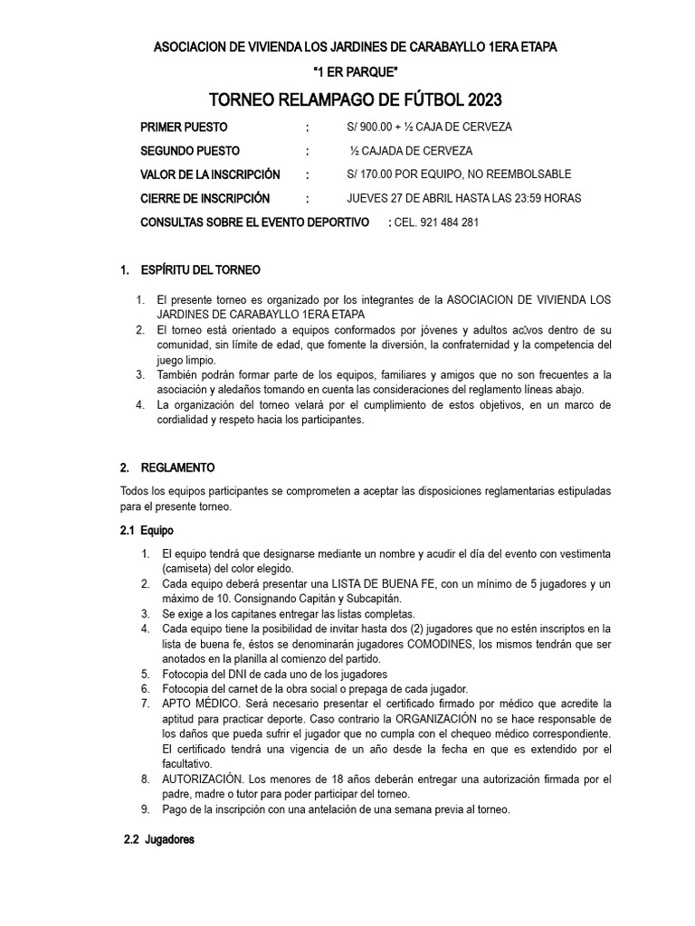 Bases de Campeonato Relampago 2023 | PDF | Deportes de equipo | Códigos ...
