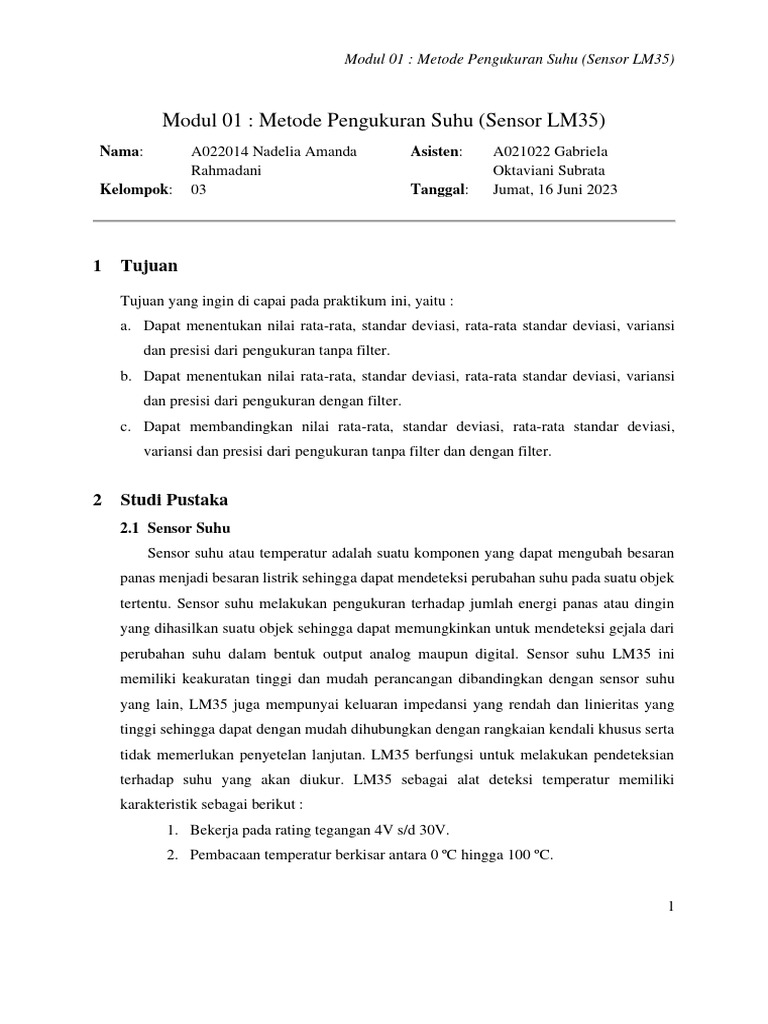 A022014 - Nadelia Amanda Rahmadani - Laprak Modul 1 - Metode Pengukuran | PDF